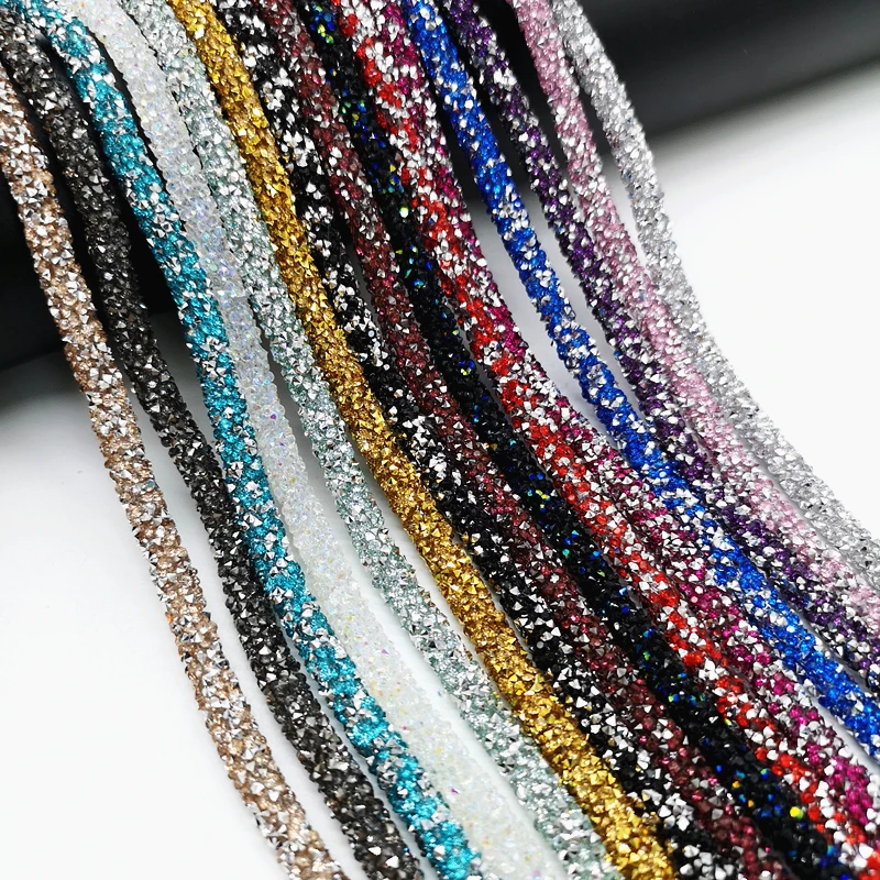 1 yard 7mm Rhinestone Tube Cord Rope Resin Rhinestone Chain Sew On ...
