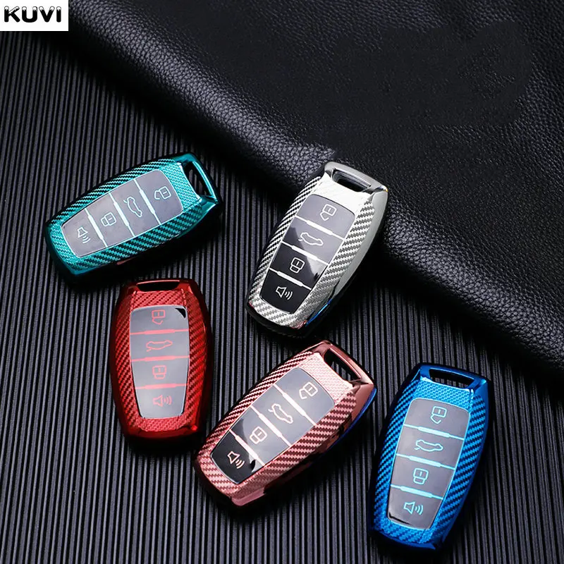 Carbon Fiber TPU Car Smart Key Case Cover For Great Wall Haval/Hover H6 ...