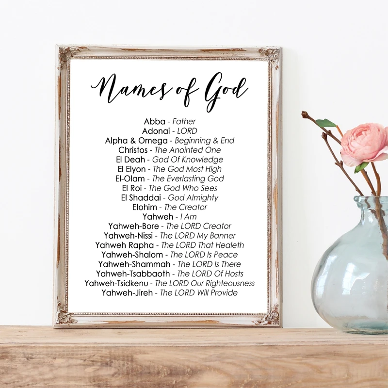 Prints Names of God Wall Sign Names of God Poster Scripture Print Names ...