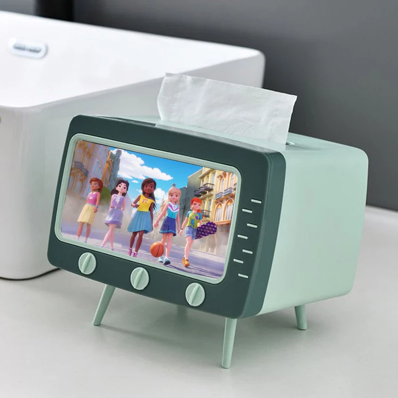 Multi-Functional-TV-Shape-Tissue-Box-Mobile-Phone-Holder-Desktop ...