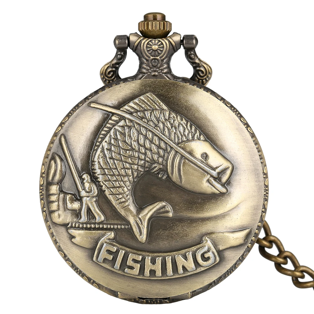 Fishing Quartz Pocket Watch | Retro Pocket Watches Hunter | Full Hunter ...