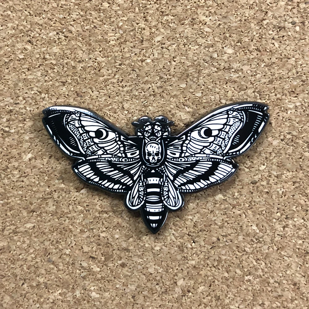 Vintage Halloween Skull Moth Horror Enamel Pin Clothes Badges on ...