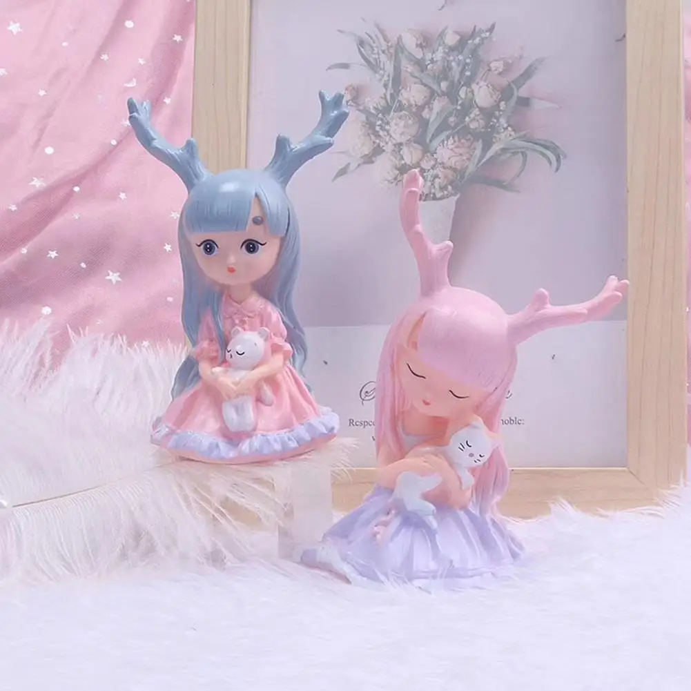 Miniature Antler Girl Desktop Decor Elegant Antler Girl Model Toy ...