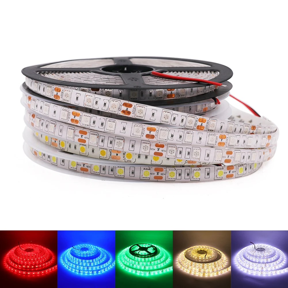BANDE LED,Bleu-SMD 5050 60LEDs-IP 21 NON Waterproof-5m--Bande lumineuse LED RGB Flexible, DC12V ...