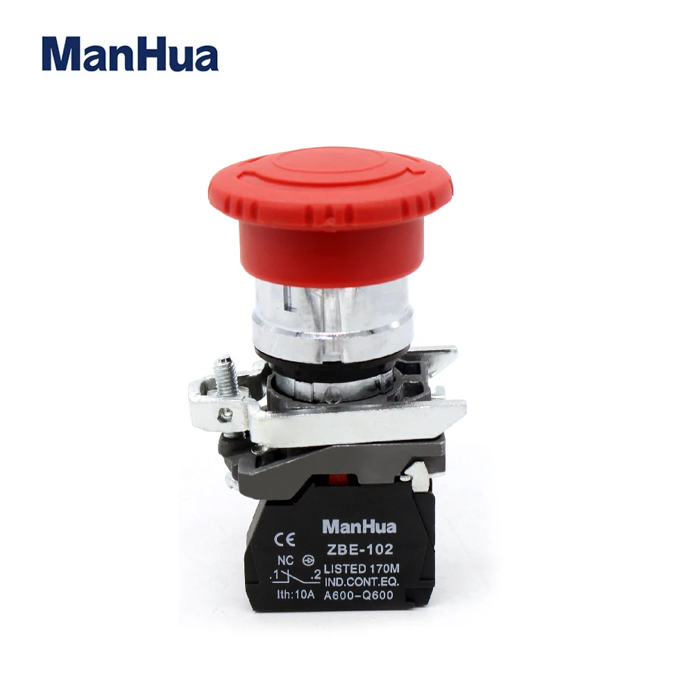 ManHua XB4 BS542 Emergency Stop Push Button Switch For Industrial Control turn to release push ...