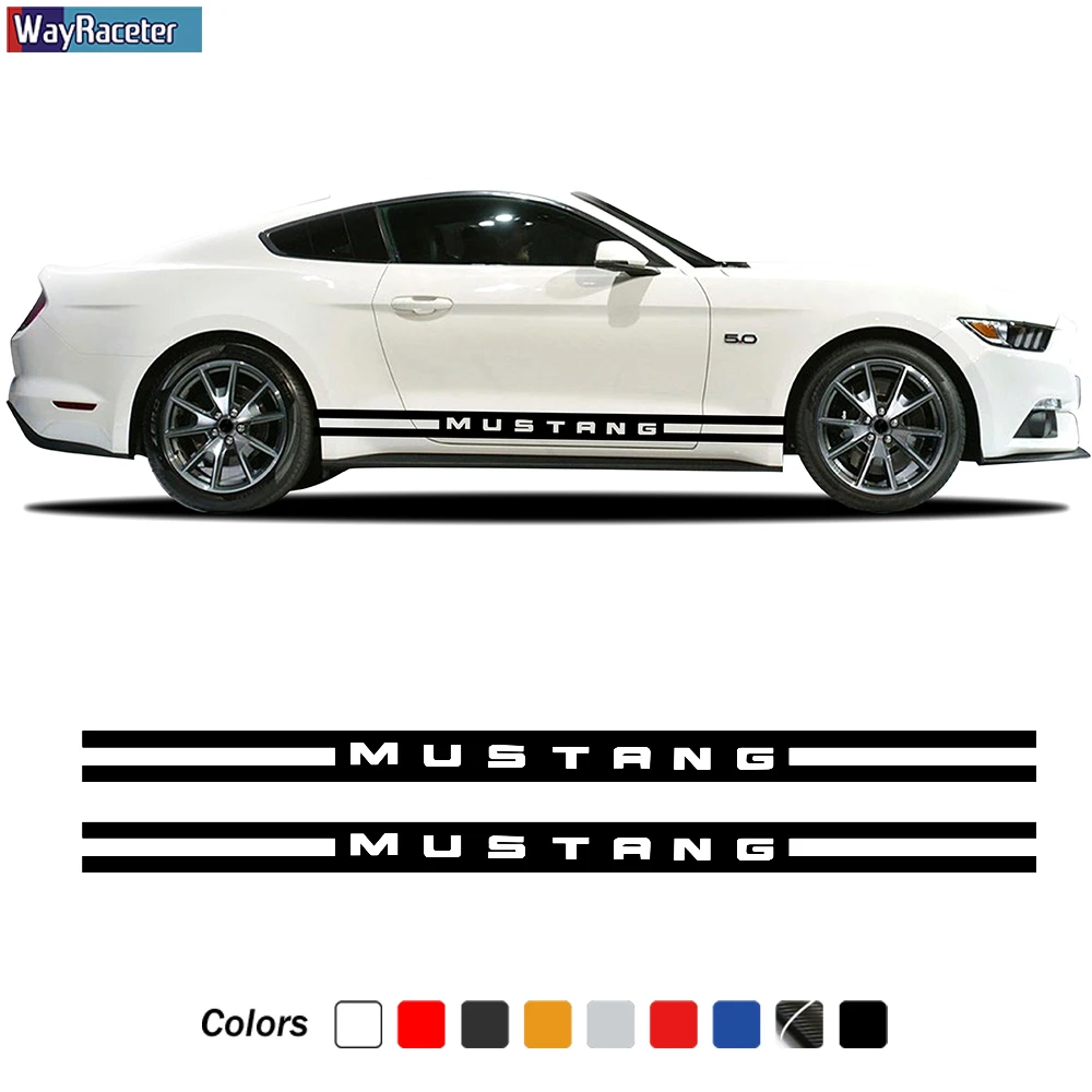 2 Pcs Door Side Stripes Skirt Sticker Body Graphics Carbon Fiber Vinyl ...