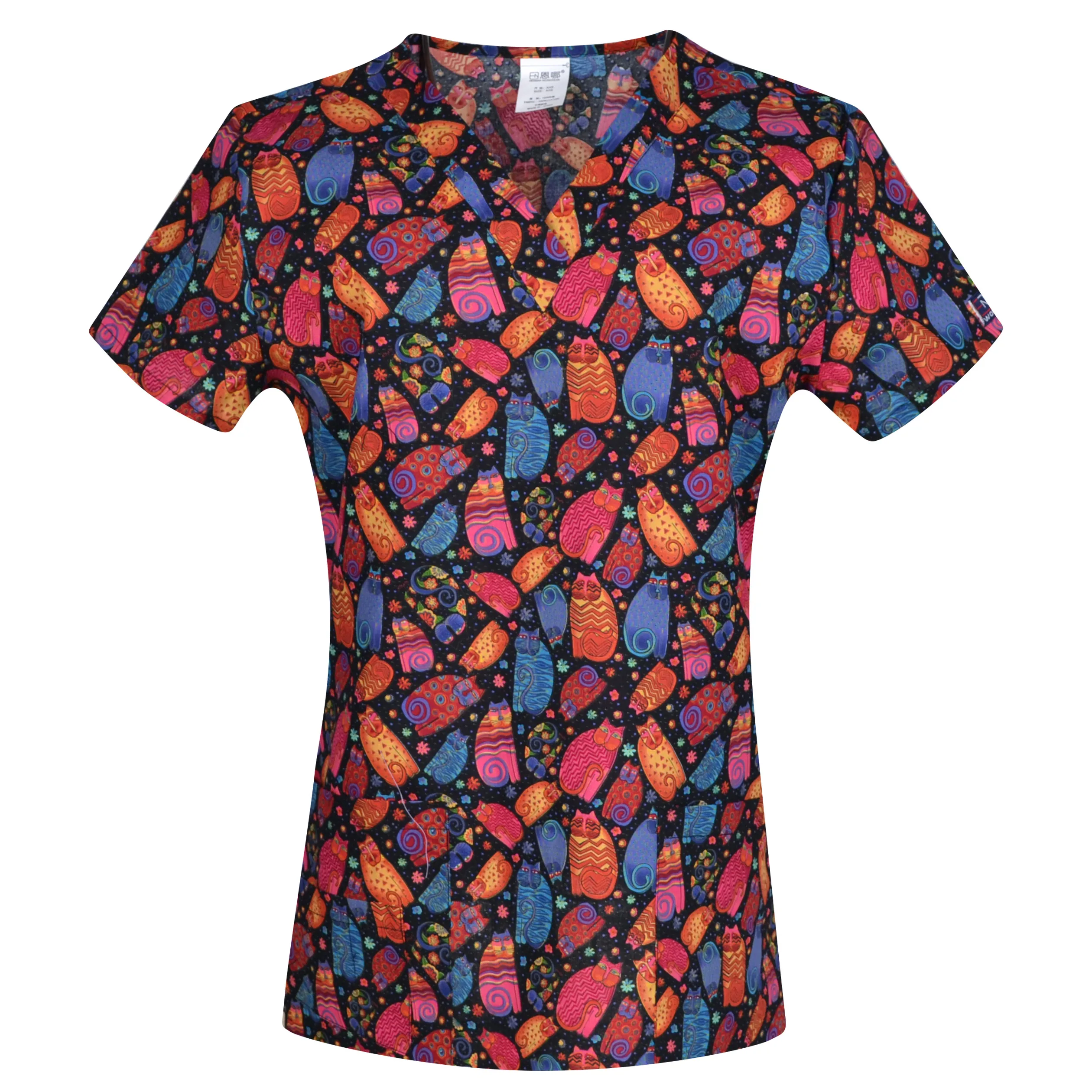 NEW-Hennar-Women-Scrub-Top-With-V-Neck-100-Cotton-Print-scrub-Uniforms ...
