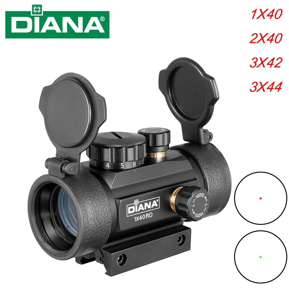 DIANA 1X40 2X40 3X42 3X44RD Tactical Hunting Red Green Dot Sight Scope ...