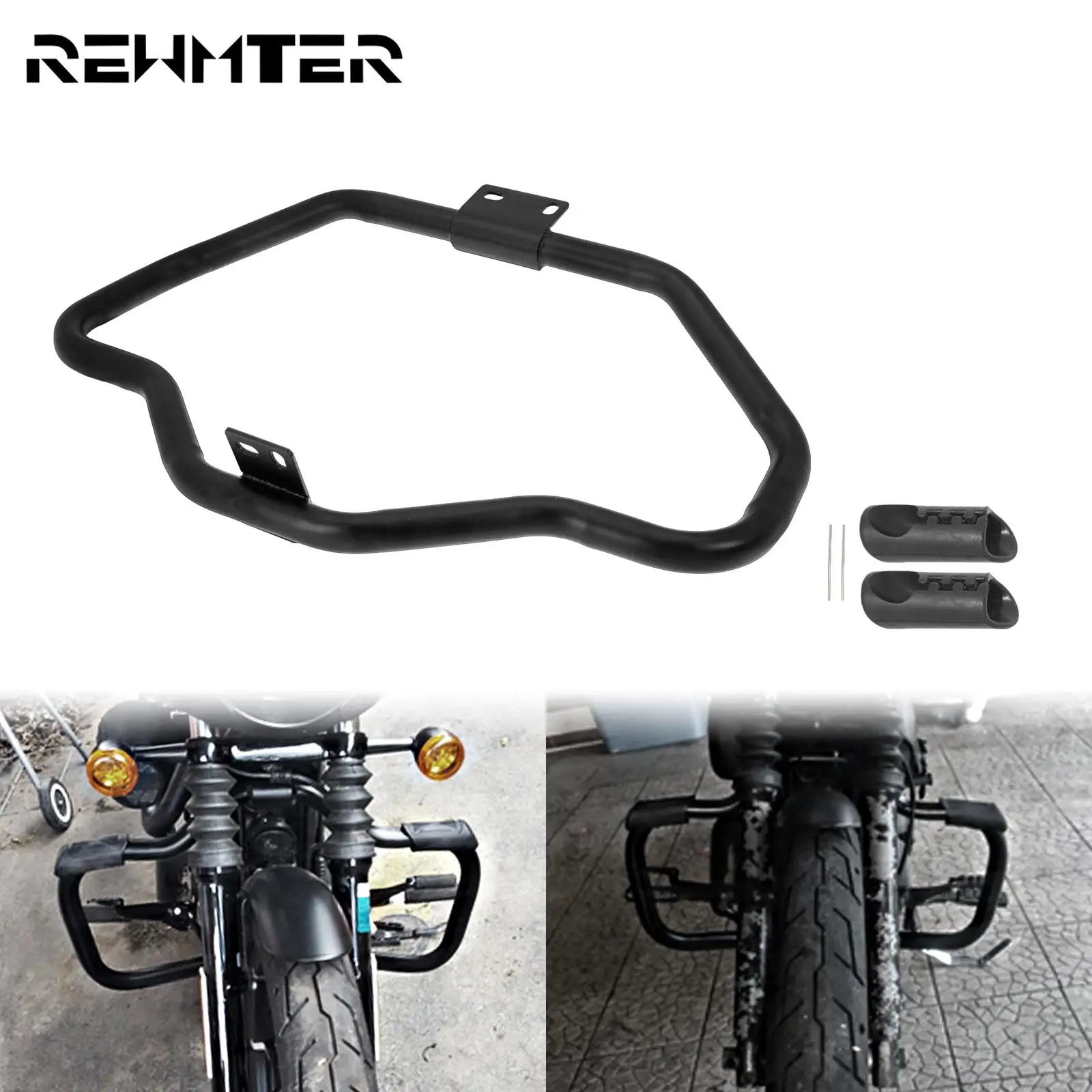 Motorcycle-Highway-Crash-Bar-Front-Engine-Guard-Black-For-Harley ...