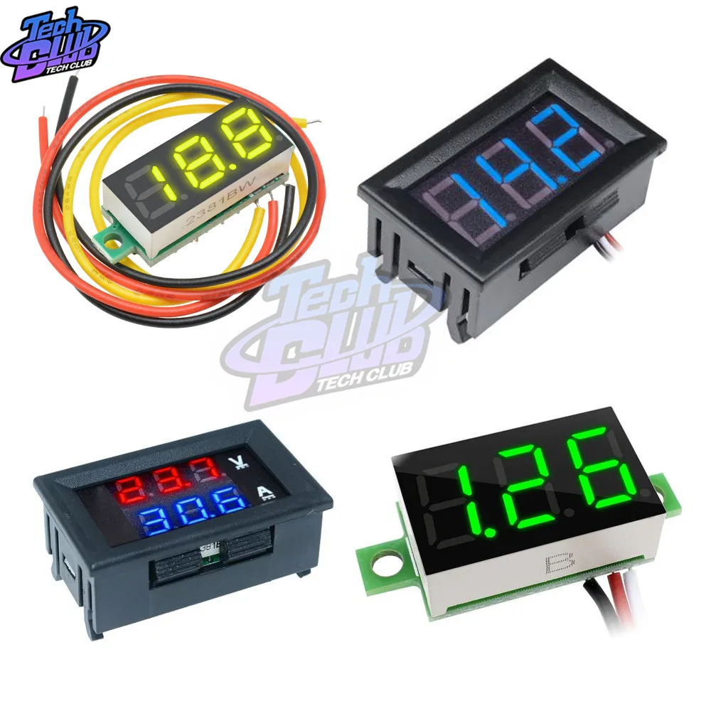Digital Voltmeter Voltage Tester Monitor | Mini Digital Voltmeter ...