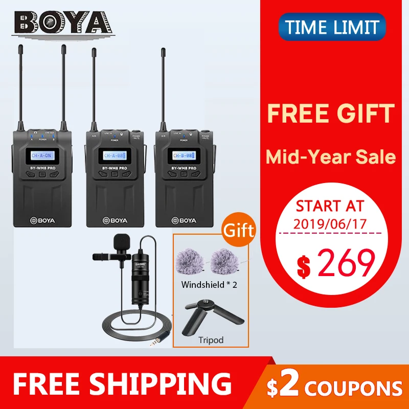 Boya wm4 pro ii BY WM6 / BY WM5 / BY WM8 sistema de microfone sem fio ...