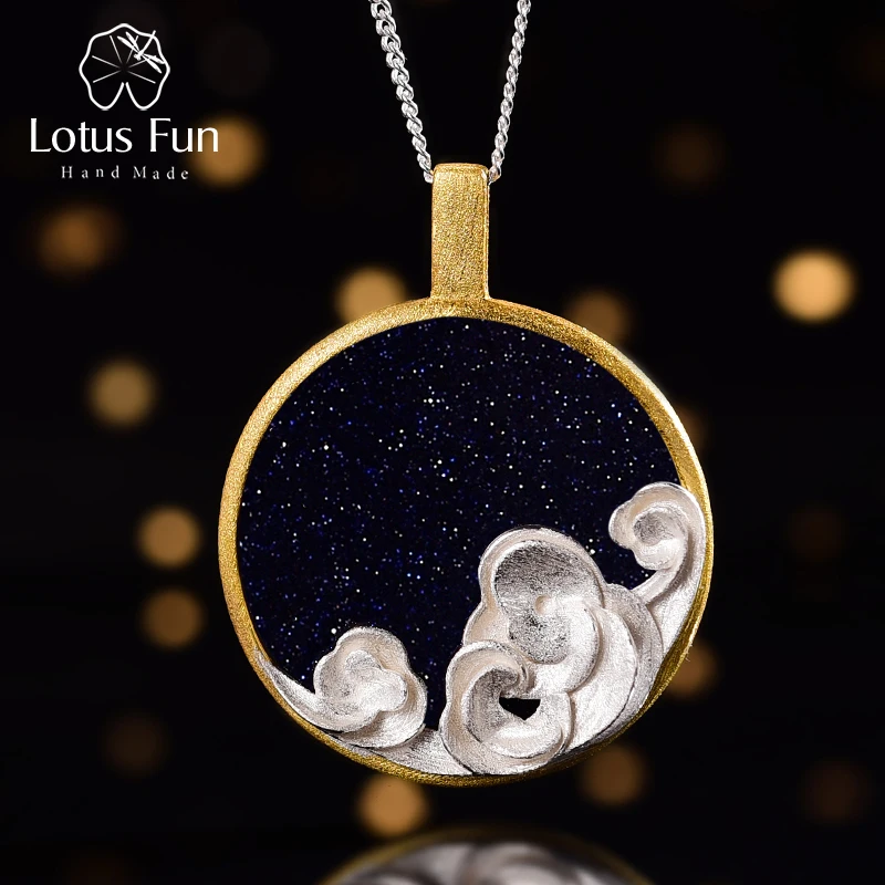 Lotus Fun Natural Gemstone Starry and Waves Pendant without Necklace ...