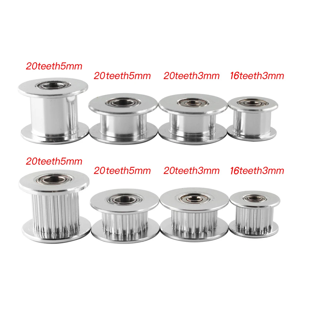 5Pcs GT2 아이들러 타이밍 풀리 구동 휠 16/20 톱니 바퀴 보어 3/5mm 알루미늄 기어 이빨 폭 6/10mm 3D ...