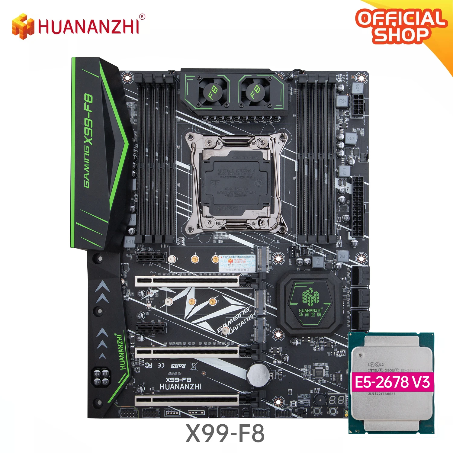 HUANANZHI X99 F8 X99 Motherboard with Intel XEON E5 2678 V3 LGA2011 3 DDR4 RECC/NON ECC memory ...