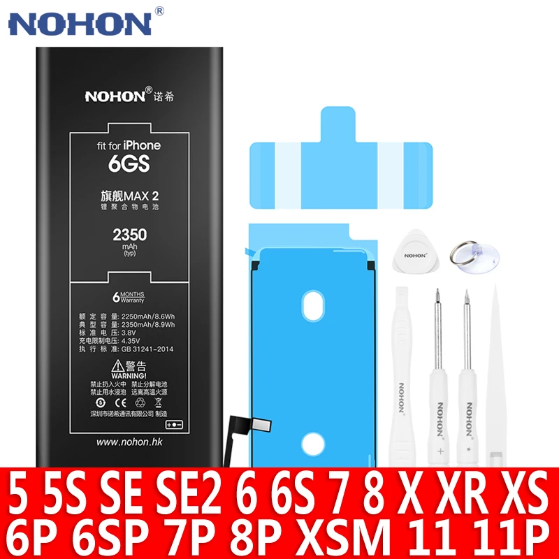 Nohon Battery For Iphone X 6s 7 6 8 Plus 5s 5c 5 Bateria For Iphone Se ...