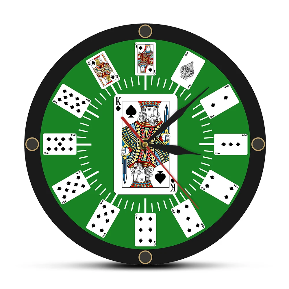 Spade Playing Cards Texas Hold 'em Inspired Modern Wall Clock Poker ...