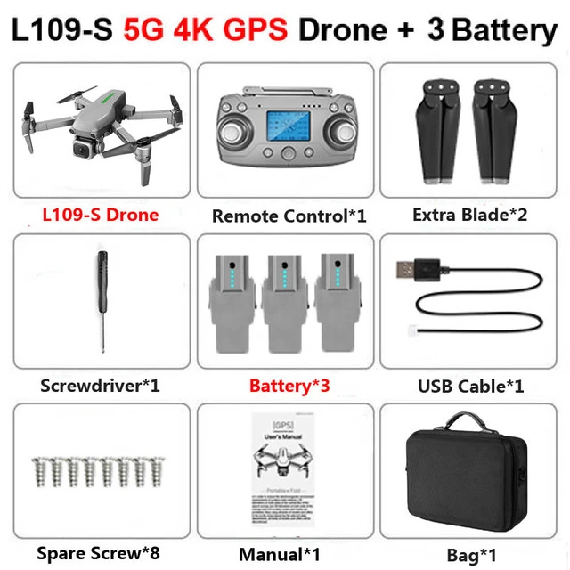 L109 GPS Drone 4K x50 ZOOM HD Camera 5G WIFI Gesture photo Low power ...