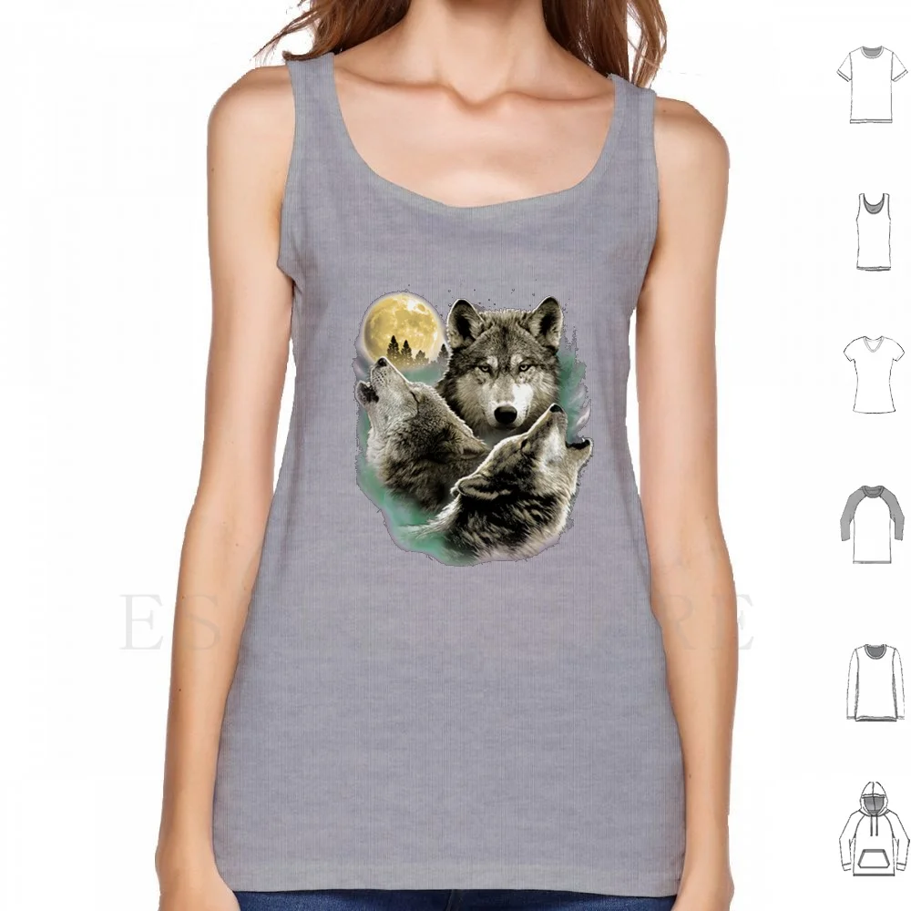 Three Wolves Howling At The Moon