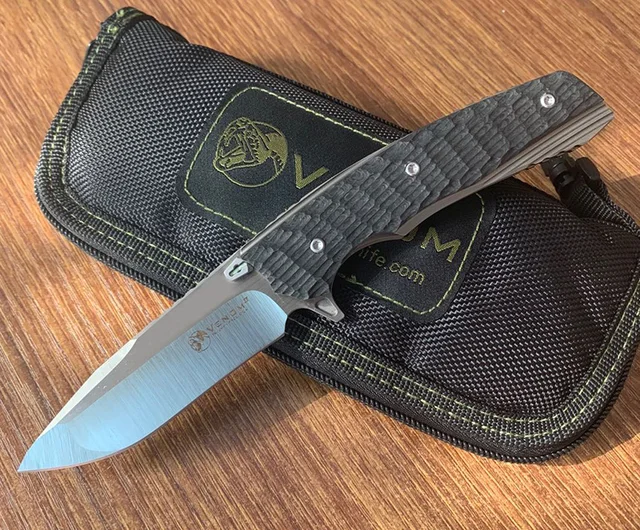 KEVIN JOHN KNIFE VENOM 2 M390 Blade Titanium Alloy+Carbon Fiber Handle ...