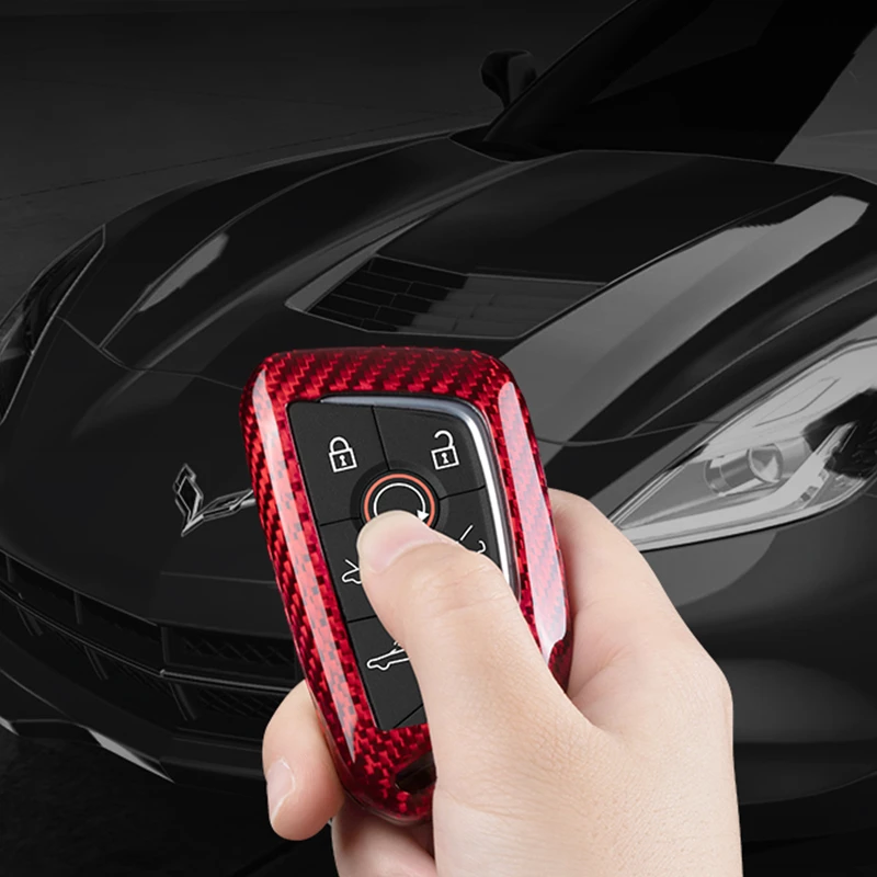 Red Carbon Key Cap Fob Covers For Corvette C8 Stingray Coupe HTC Z06 E ...