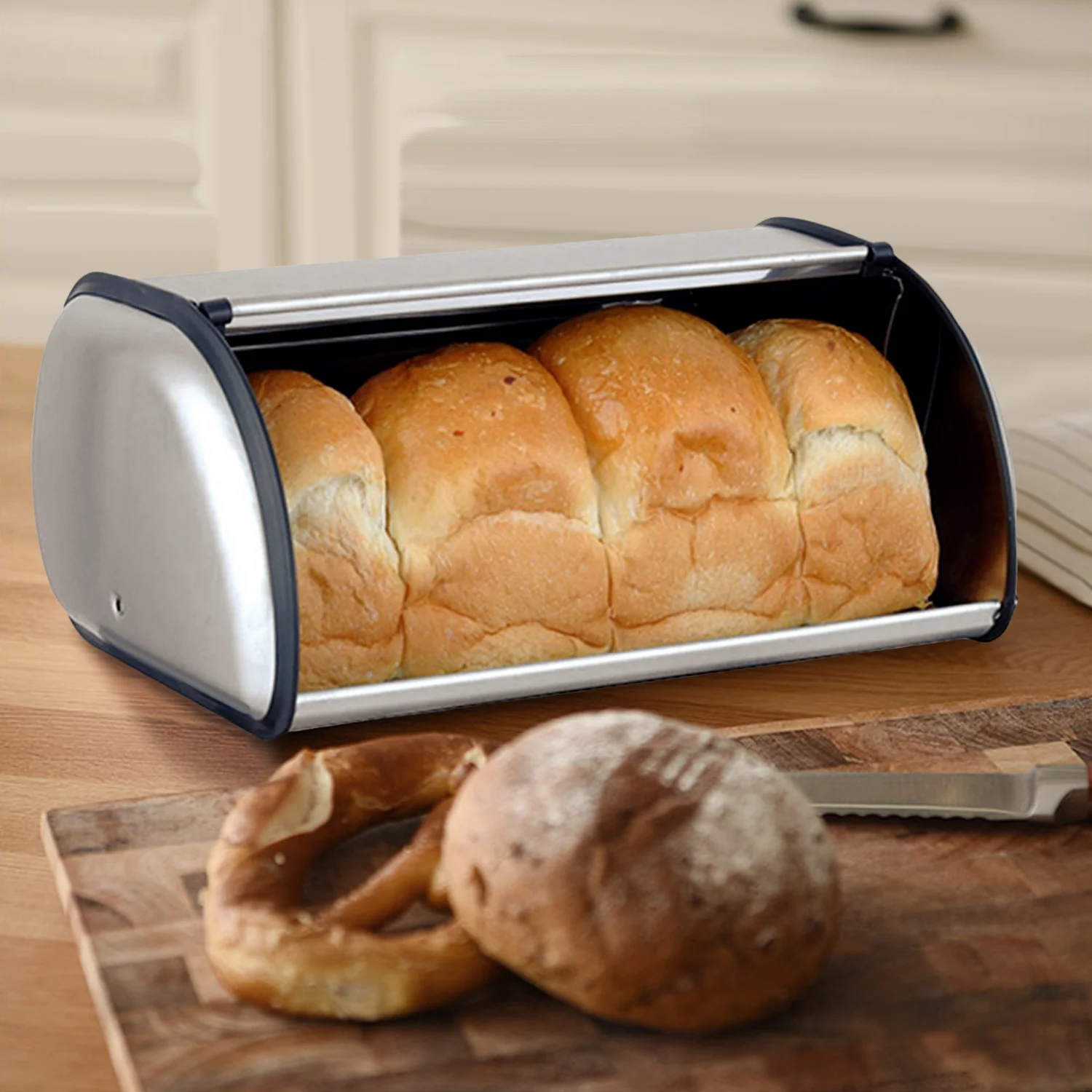 Stainless Steel Bread Box Large Capacity Cake Bin Dustproof Food ...