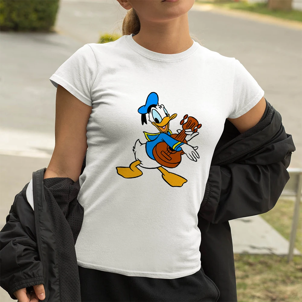 Camiseta divertida con guitarra de pato Donald para mujer, ropa de ...