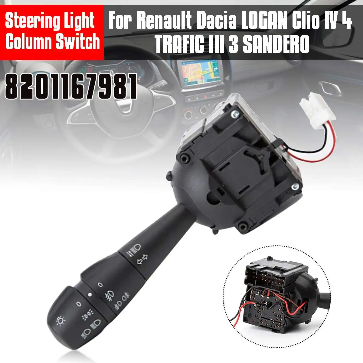 Car-Steering-Column-Switch-Light-Switch-8201167981-For-Renault-Dacia ...
