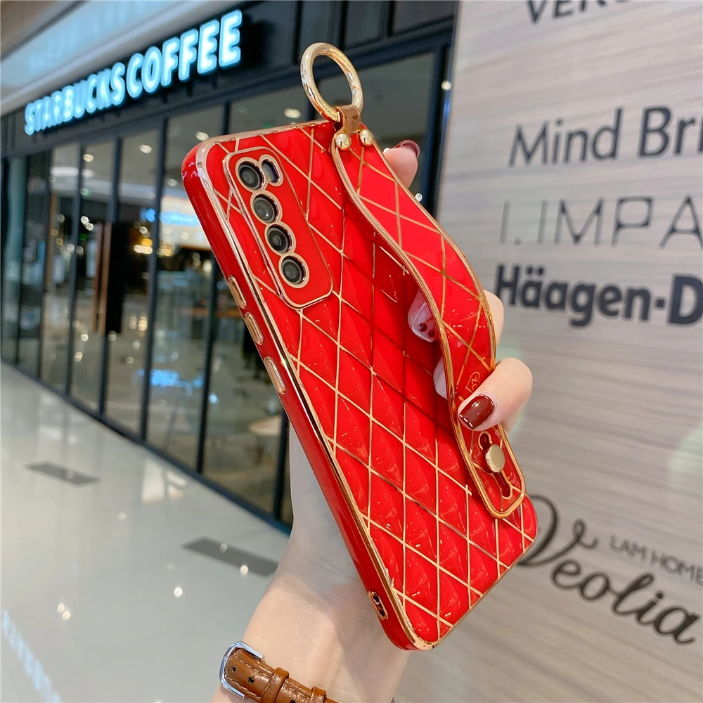 Luxury Gold Plating Wristband Holder Soft Silicone Phone Case For Samsung