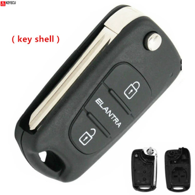 Keyecu New 3 Button Folding Remote Key Shell For Hyundai Elantra 2010 ...