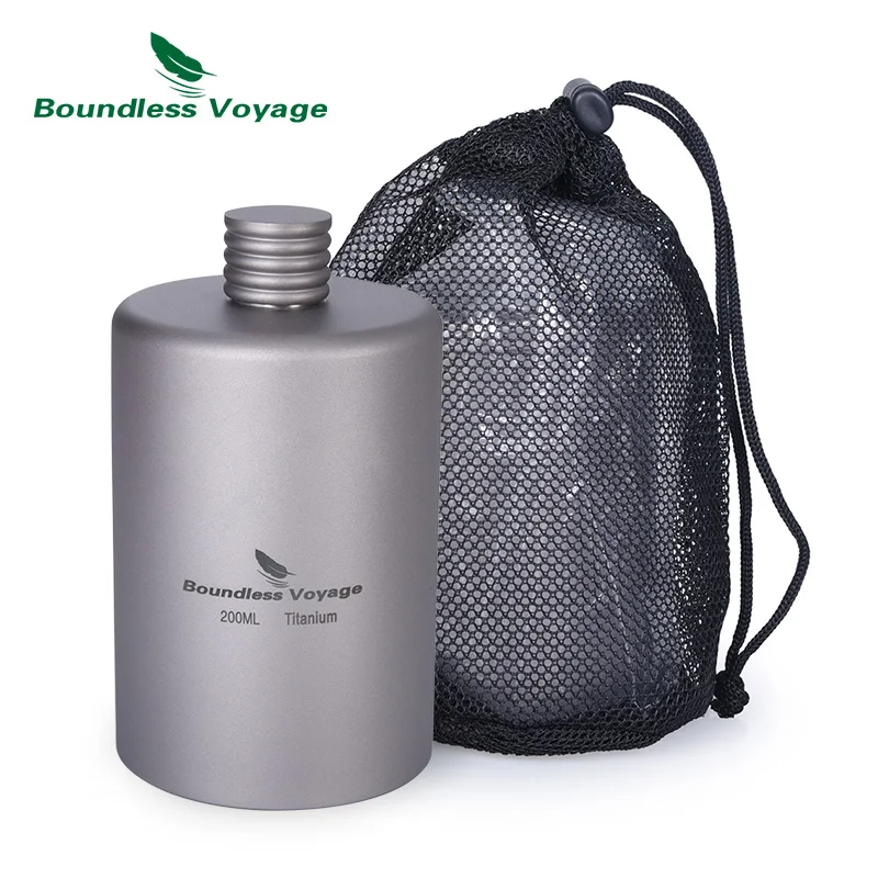 Boundless Voyage 200ml Titanium Pocket Flagon Camping Portable Alcohol ...
