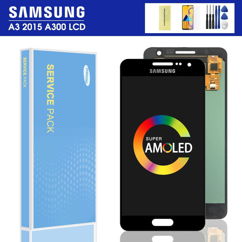 Tela lcd super amoled a300f de 4.5 polegadas, display para samsung ...