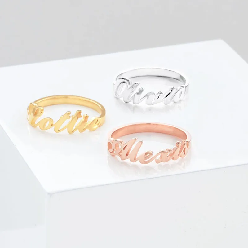 Custom-925-Sterling-Silver-With-18K-Gold-Plated-Name-Ring-For-Women ...