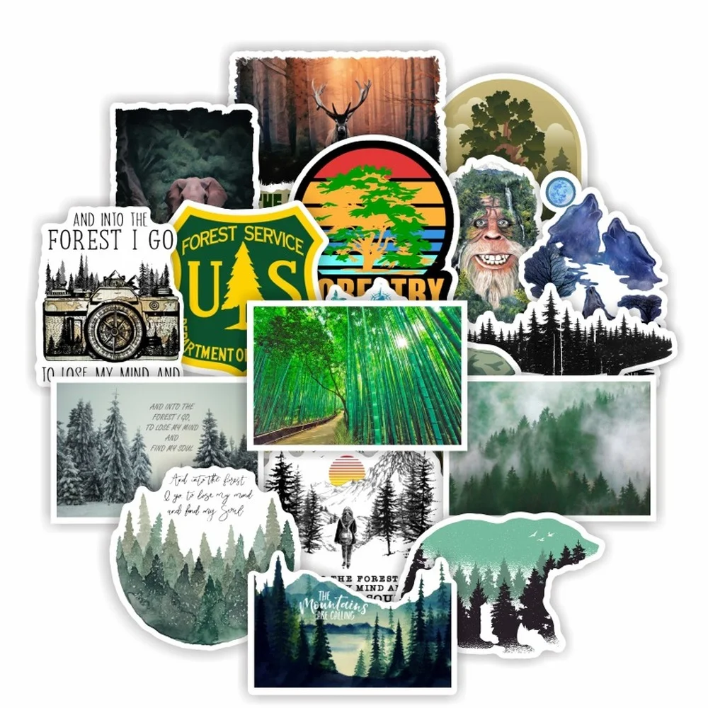 10-50Pcs-Natural-Forest-Series-Stickers-Pack-Outdoor-Travel-Beautiful ...