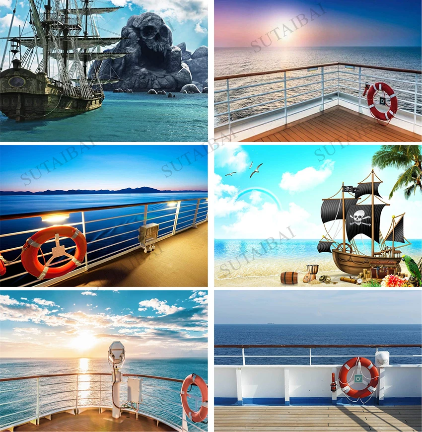 Cruise Ship Deck Ocean Backdrop Nautical Cruise Theme Party Photography ...