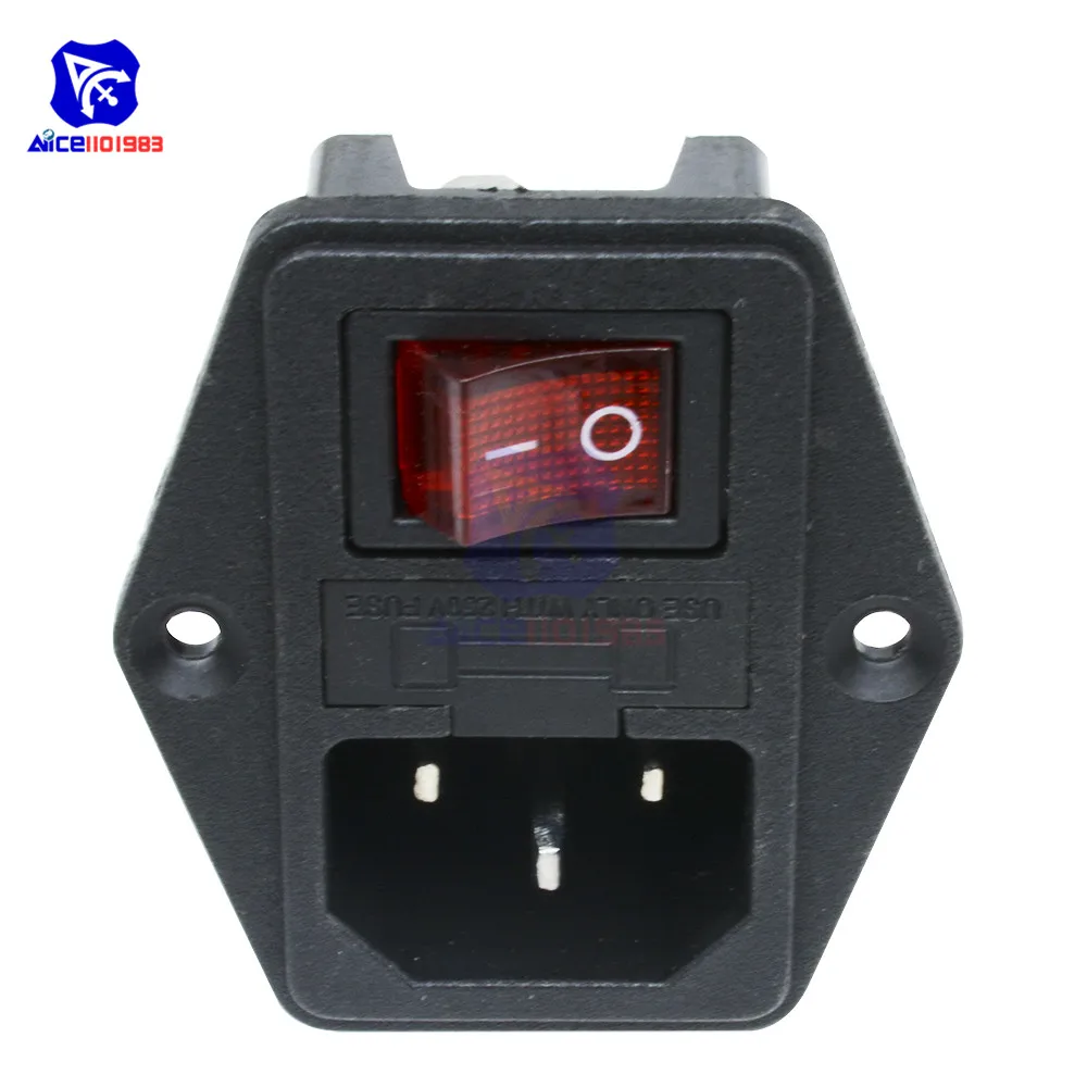 diymore-AC-250V-10A-Red-LED-Rocker-Switch-On-Off-Switch-3-Pin-Male ...