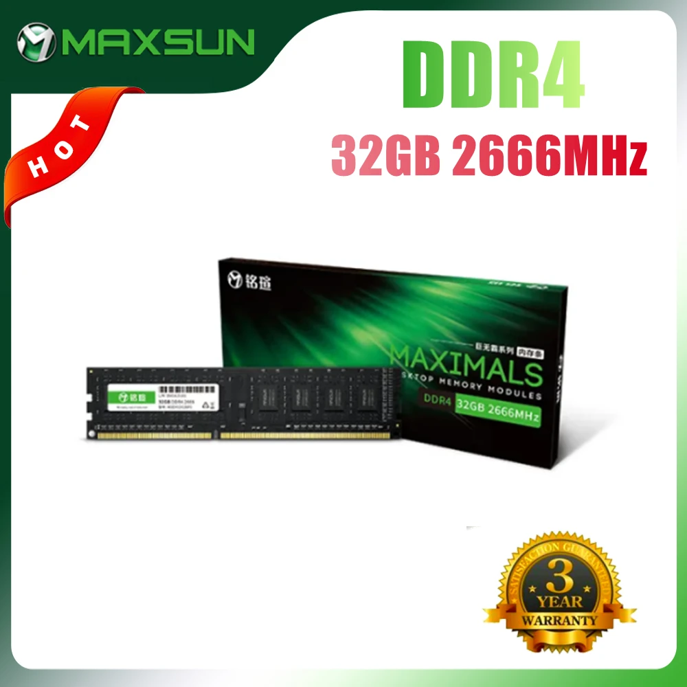 MAXSUN Full New Desktop RAMs DDR4 32GB 2666MHz 260 Pin Memoria 3 year ...