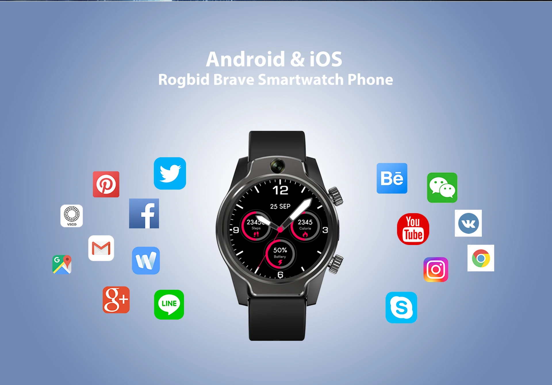 Rogbid Brave Smartwatch 1360mAh 4G LTE Fitness Heart Rate Tracker ...