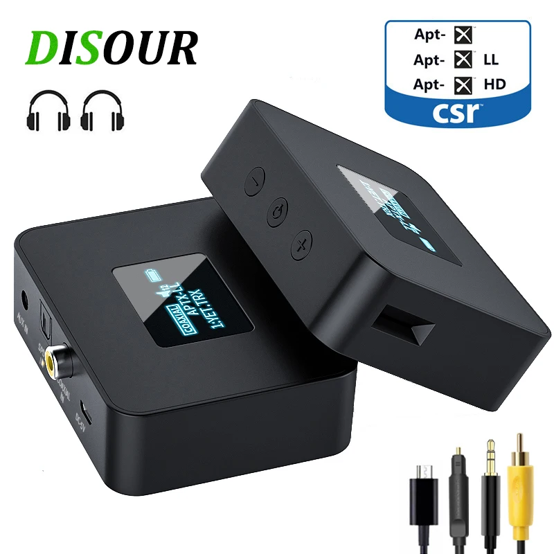 (에서 선박 us) CSR 5.0 블루투스 오디오 송신기 APTX HD/LL SPDIF 동축 3.5mm AUX OLED ...