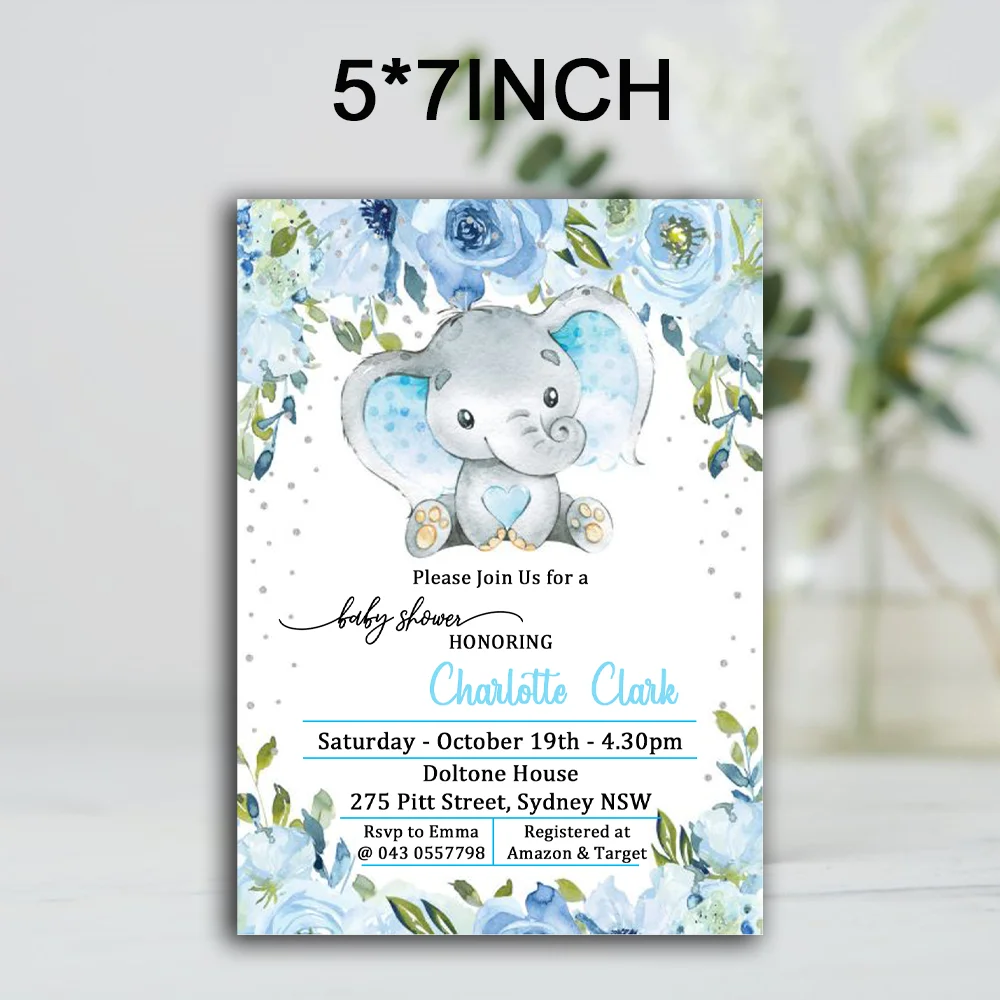 Elephant Baby Shower Invitations Boy