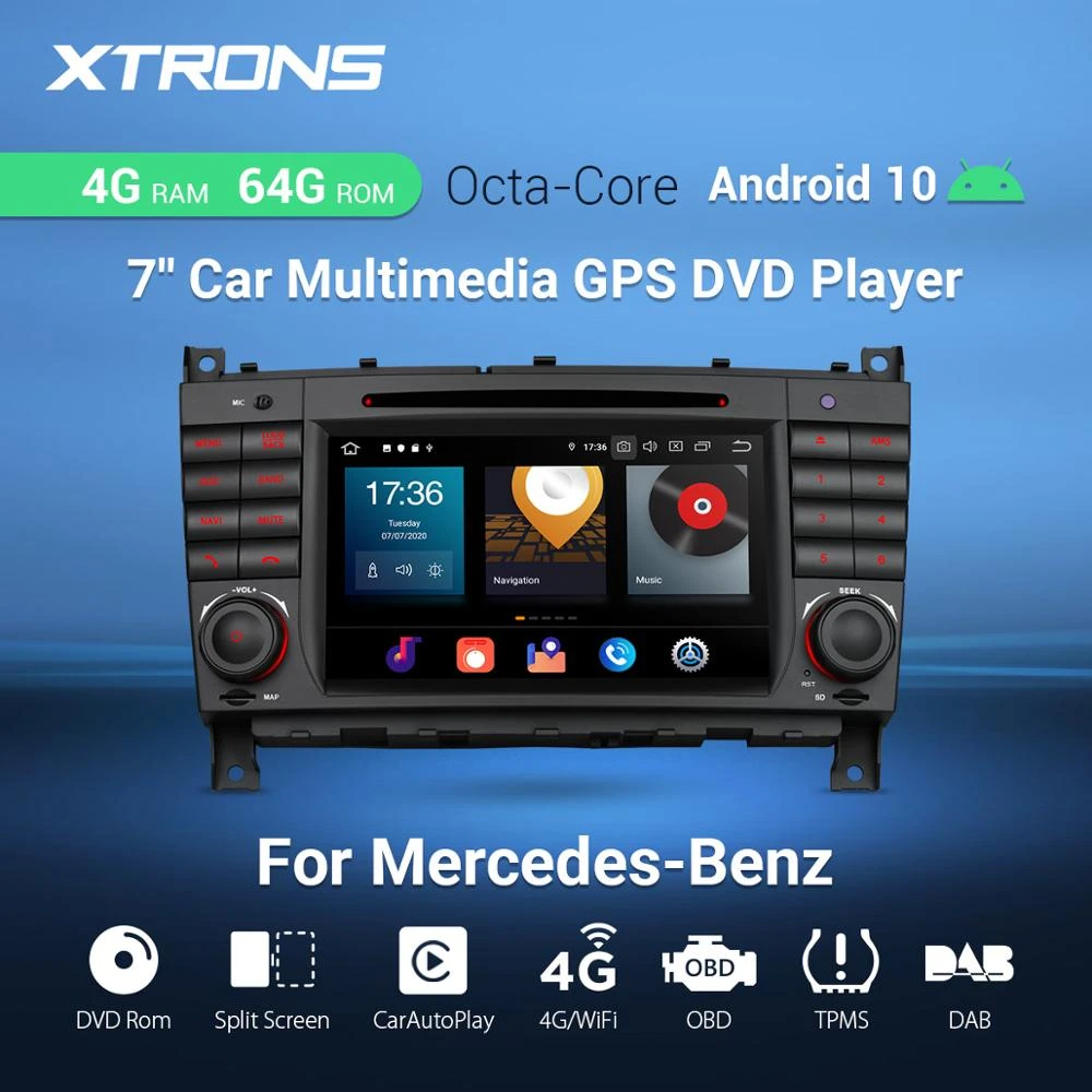 Xtrons 7'' Android 10.0 Px5 4+64 Car Dvd Player Gps For Mercedes Benz ...