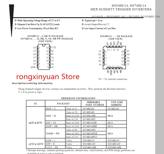 74HC14 IC Pinout, Configuration, Features, Circuit, 57% OFF