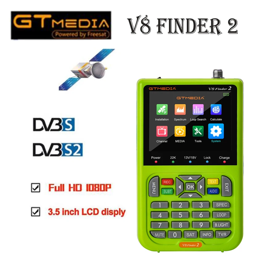 GTmedia V8 Finder 2 DVB S2/S2X H.265 Satellite Meter Satellite Finder ...