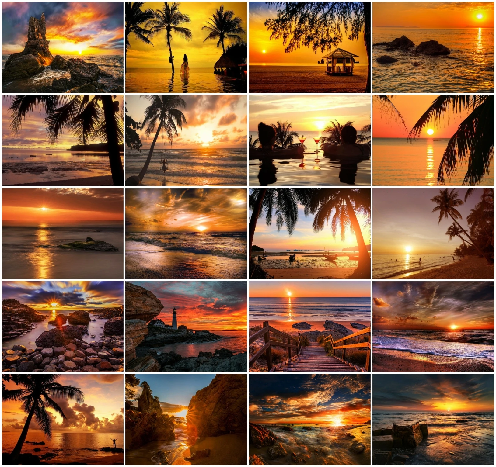 AZQSD-Coloring-By-Numbers-Sunset-Seaside-Coconut-Tree-Hand-Paint-Kit-On ...