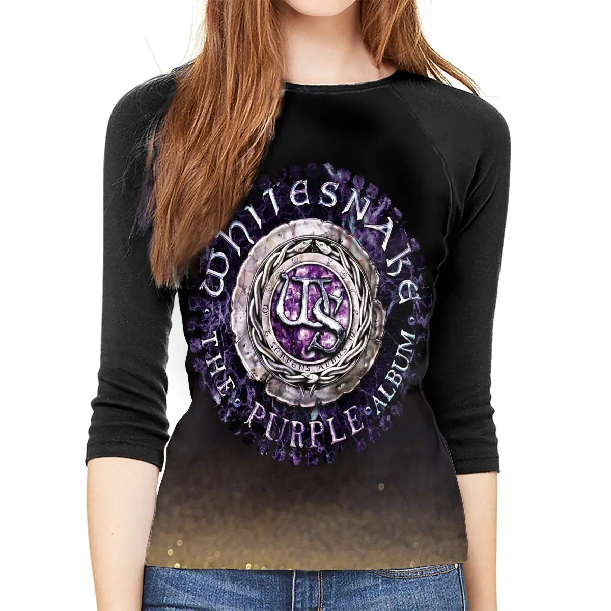 FGHFG Womens FGHFG snake The Purple 3/4 Sleeve Raglan Baseball TFGHFG ...