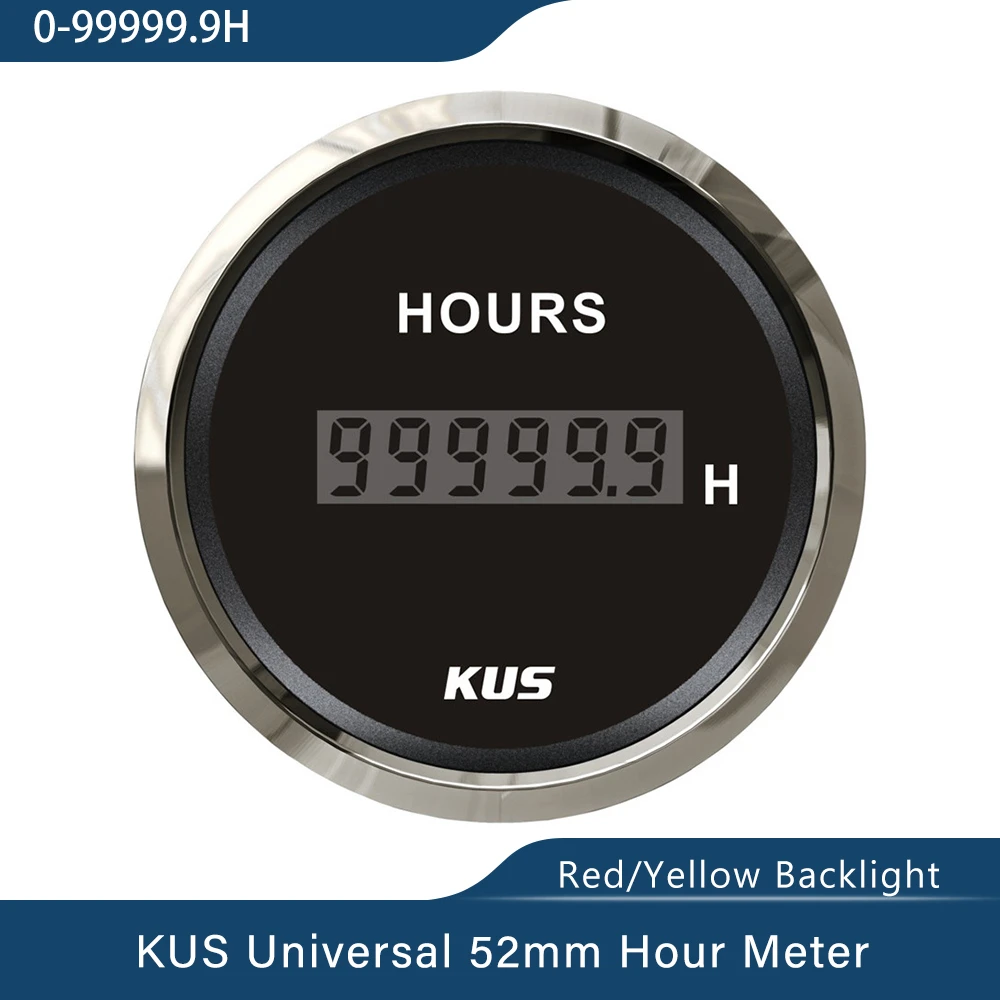 KUS 52mm 2" Engine Hour Meter Gauge with Backlight 12V/24V 99999.9h|gauge|gauge meter - AliExpress