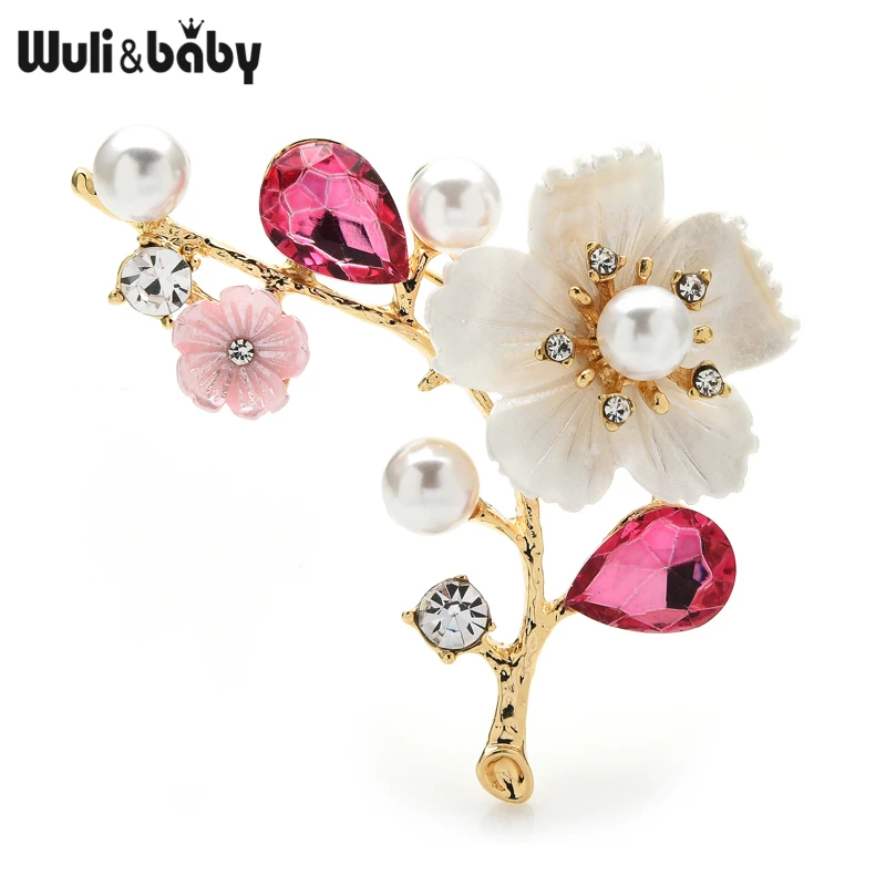 Wuli&baby Shell Plum Blossom Flower Brooches For Women Wedding Office ...