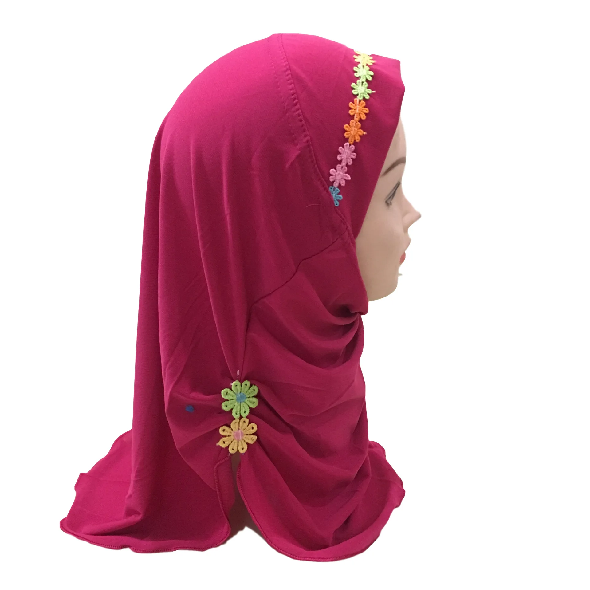 Age 2 7 Girls Kids One piece Muslim Hijab Cap Underscarf With Lovely ...