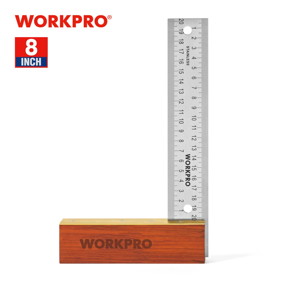 WORKPRO-8-Try-Square-with-Hardwood-Handle-Stainless-Steel-Ruler-for ...
