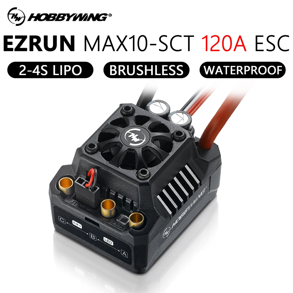 Hobbywing EZRUN MAX10 SCT 120A Waterproof Brushless ESC Controller with ...