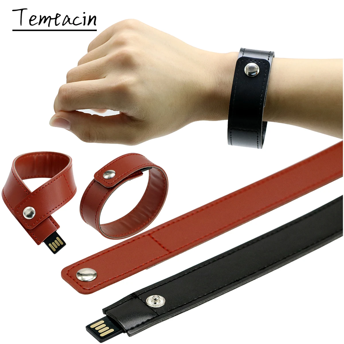Bracelet USB Flash Drive 64GB Pen Drive 32GB Pendrive Leather Memory ...